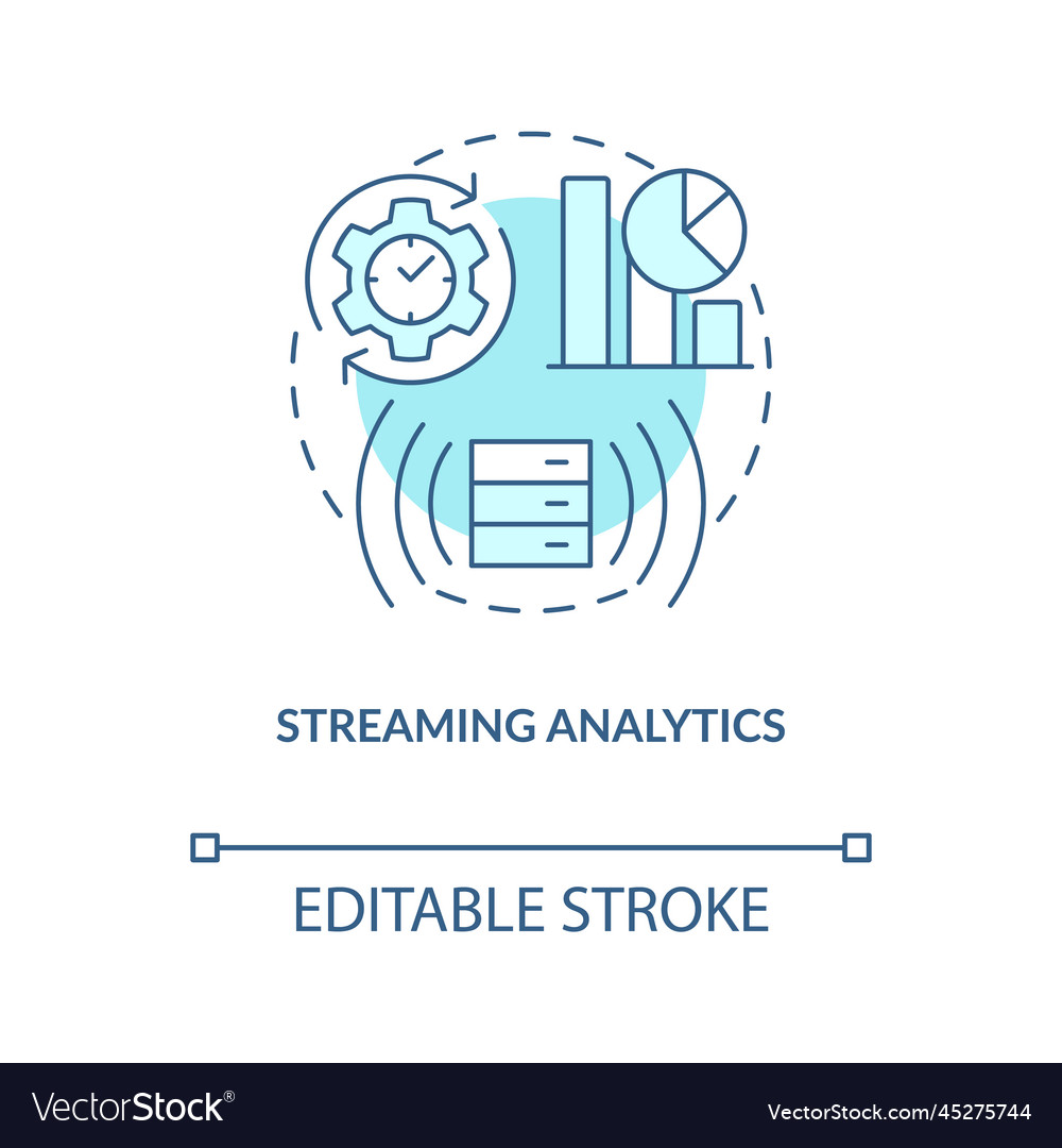 Streaming analytics turquoise concept icon Vector Image Streaming analytics turquoise concept icon Vector Image
