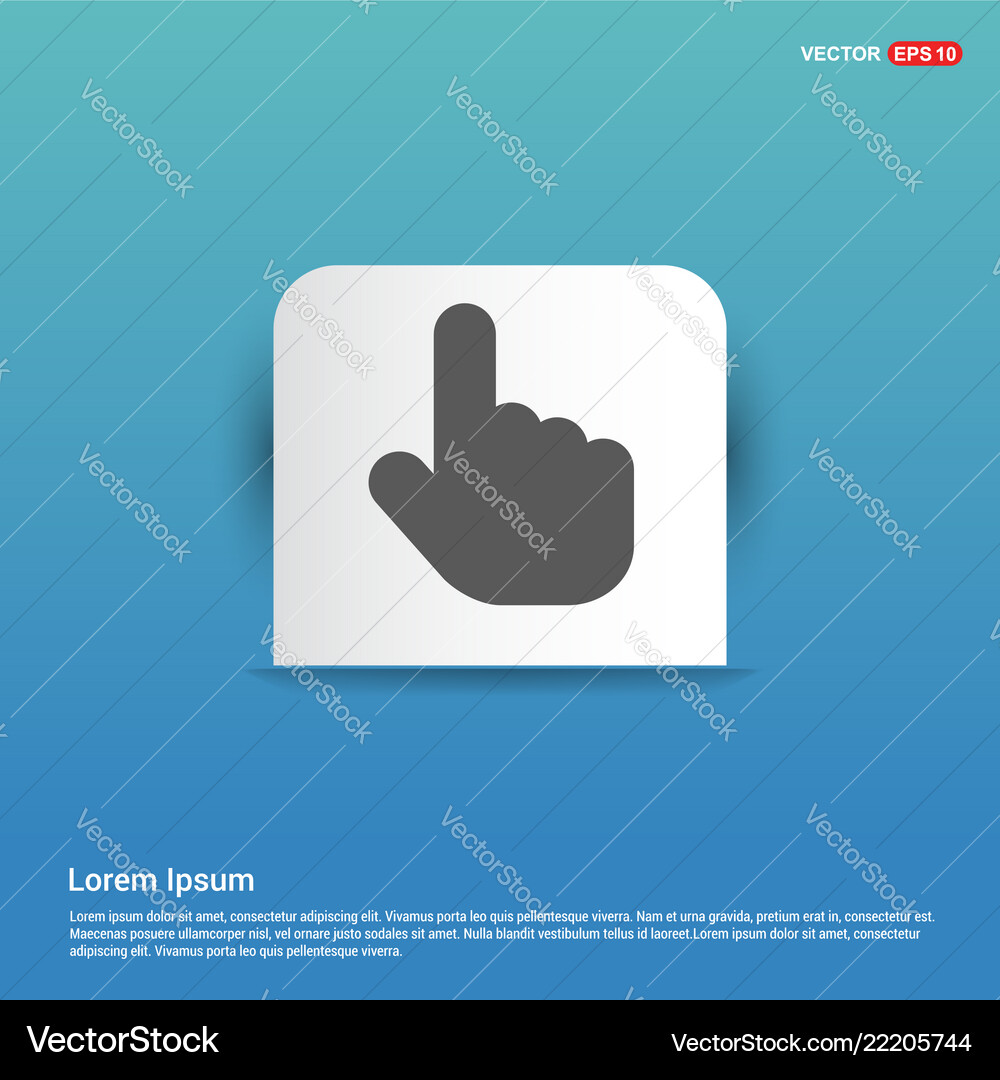 Touching hand simple icon - blue sticker button Vector Image