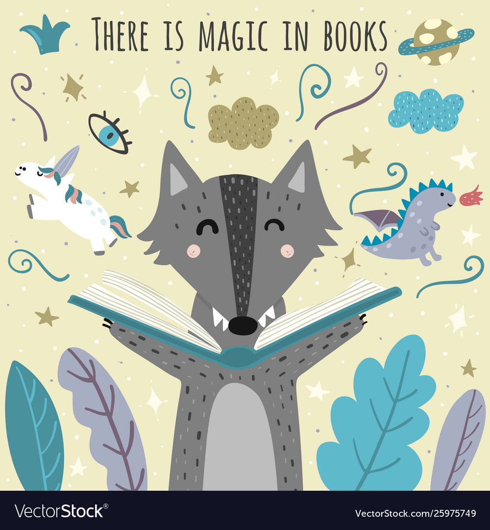 There is magic in books awesome card Royalty Free Vector