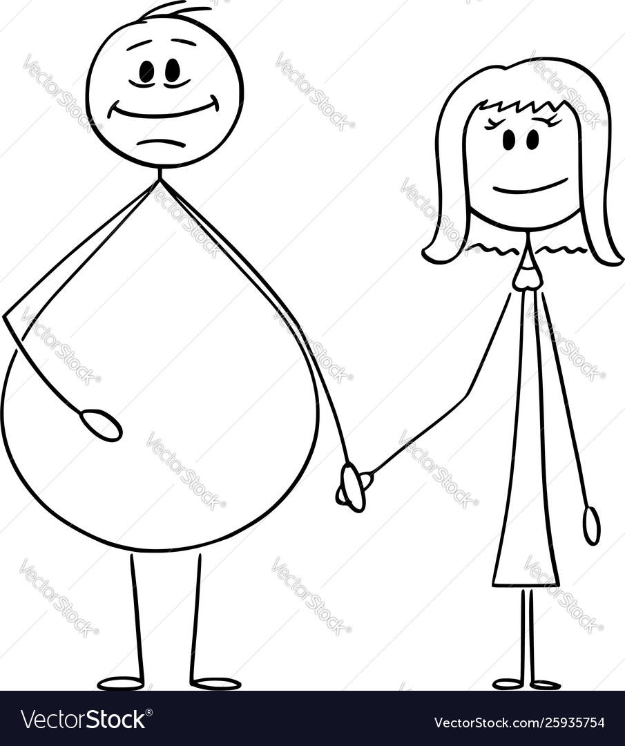 Cartoon Heterosexual Couple Obese Royalty Free Vector Image 