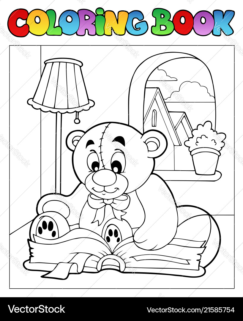 Coloring book with teddy bear 2 Royalty Free Vector Image