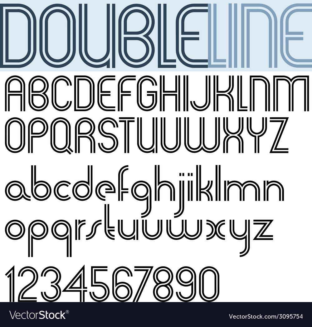 Double Line Retro Style Geometric Font Light Vector Image