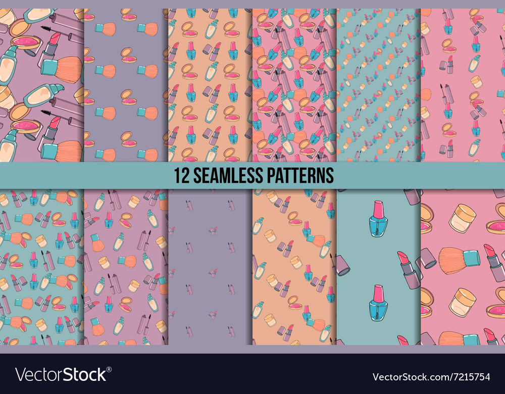 Makeup seamless pattern set Royalty Free Vector Image