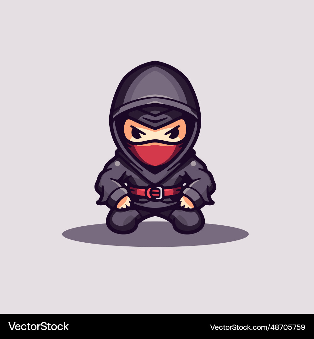 Cute ninja cartoon mascot character design Vector Image