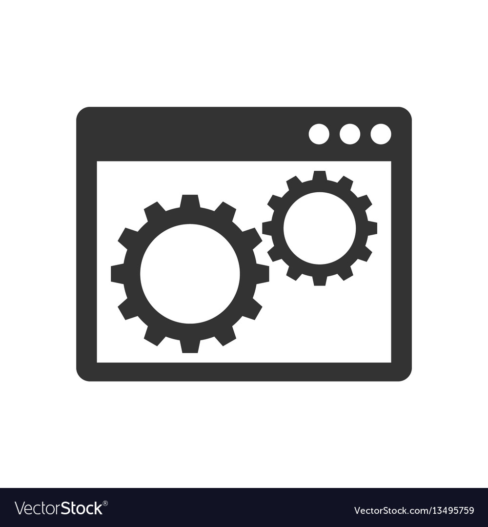 Gears Inside Browser Window Icon Royalty Free Vector Image