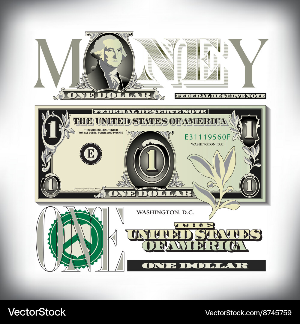 US Currency Elements - Money Stack Royalty Free Vector Image