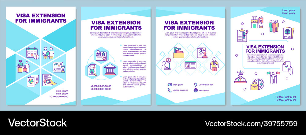Visa extension for immigrants brochure template Vector Image