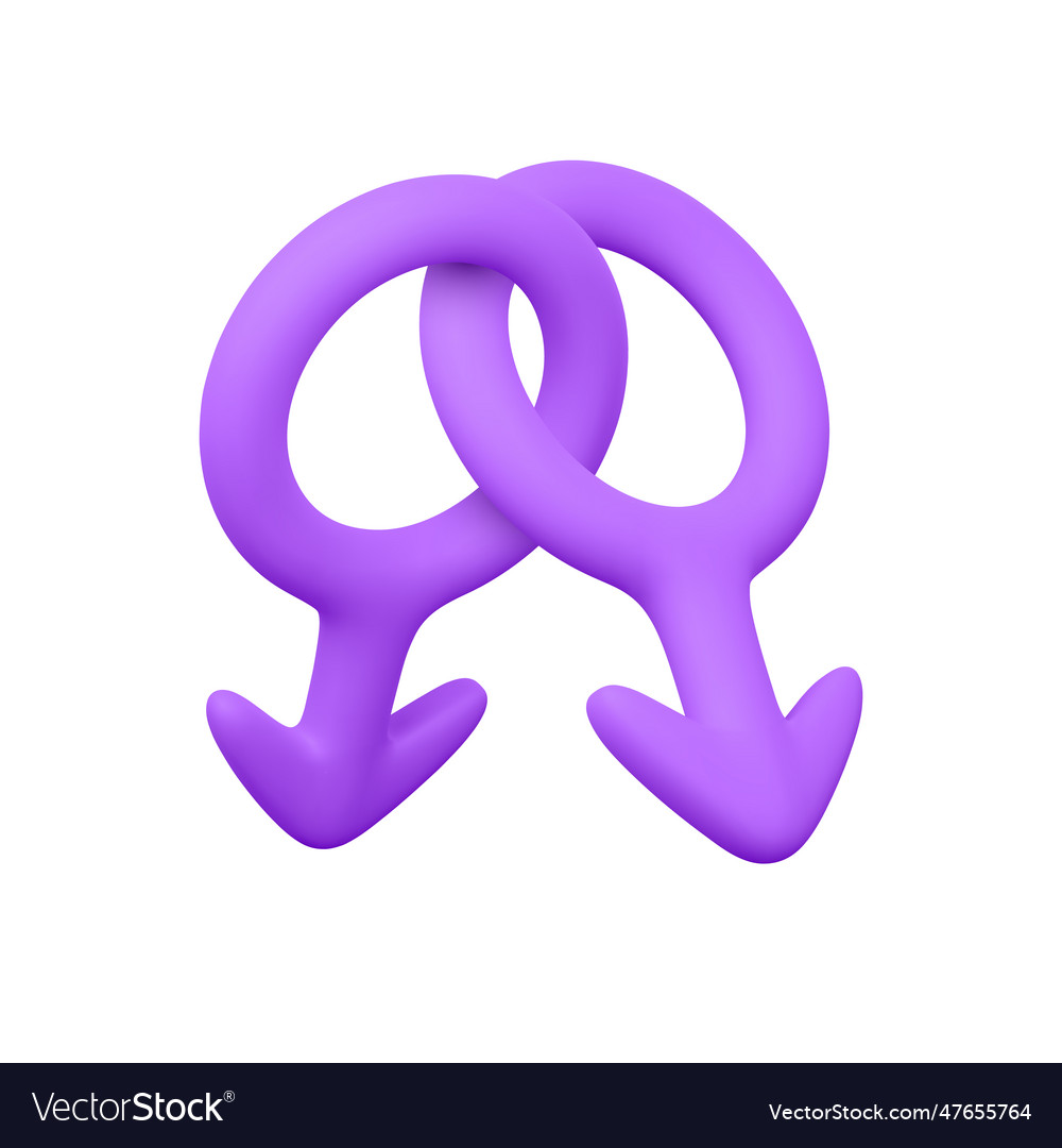 3d Realistic Homosexual Symbol Renderings Male Vector Image