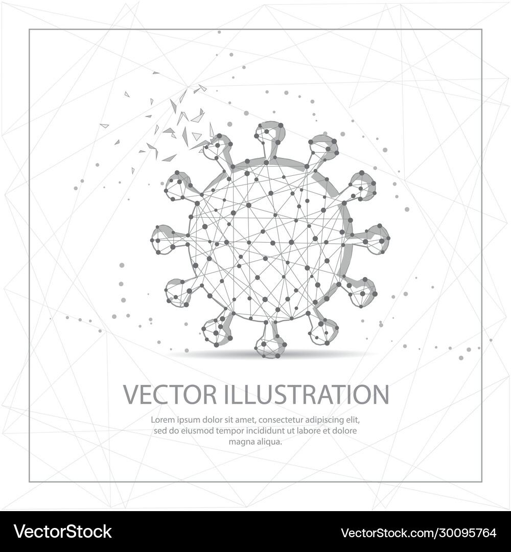Coronavirus digitally drawn low poly wire frame Vector Image