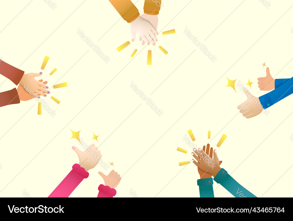 Encourage hand clap and thumb up Royalty Free Vector Image