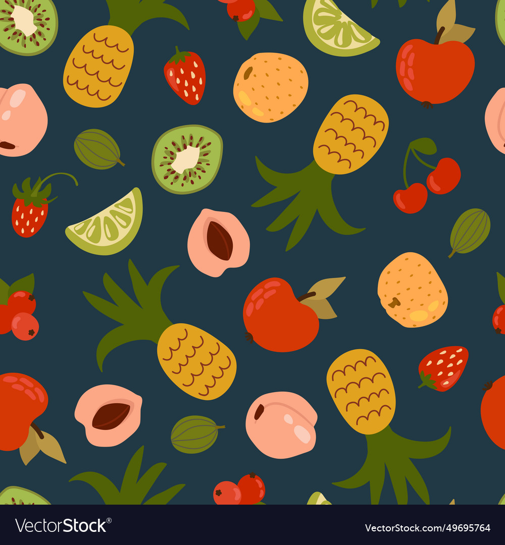 Fruit seamless pattern Royalty Free Vector Image
