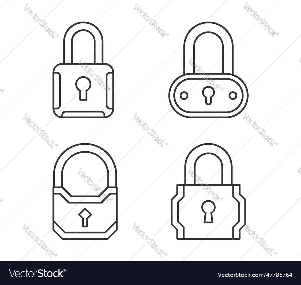 Lock line icons Royalty Free Vector Image - VectorStock