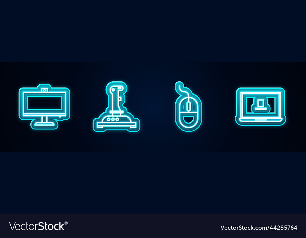 Set Line Computer Monitor Joystick For Arcade Vector Image