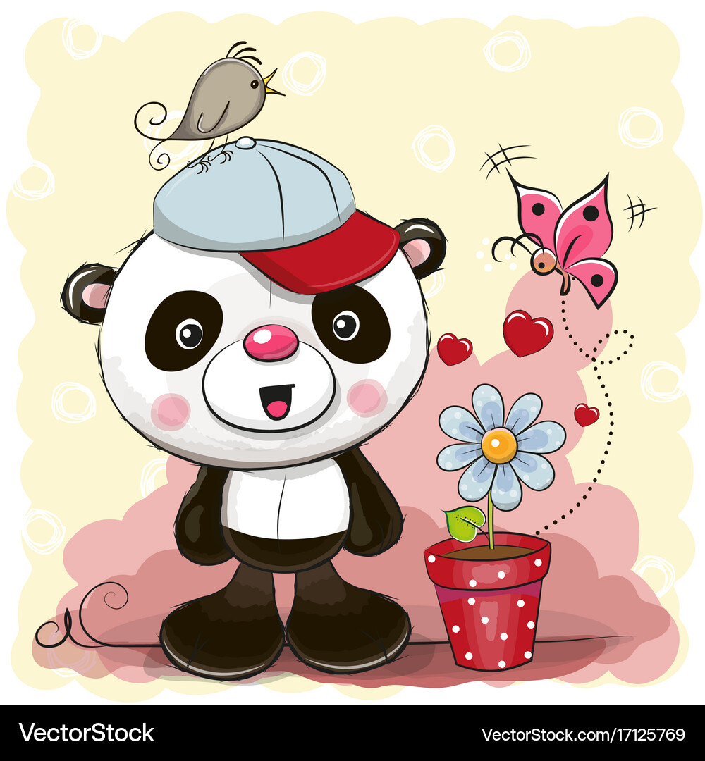 Adorable Panda with Flower Royalty Free Vector Image