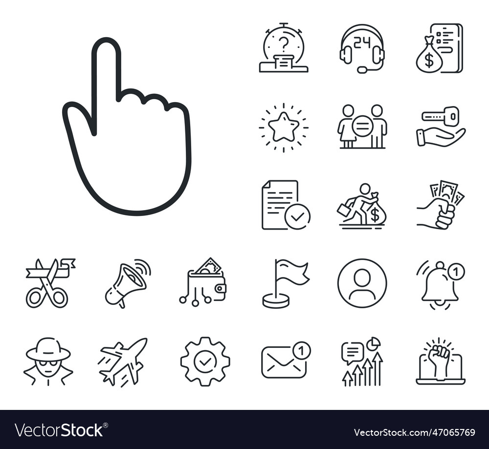 Hand click line icon finger touch sign salaryman Vector Image Hand click line icon finger touch sign salaryman Vector Image