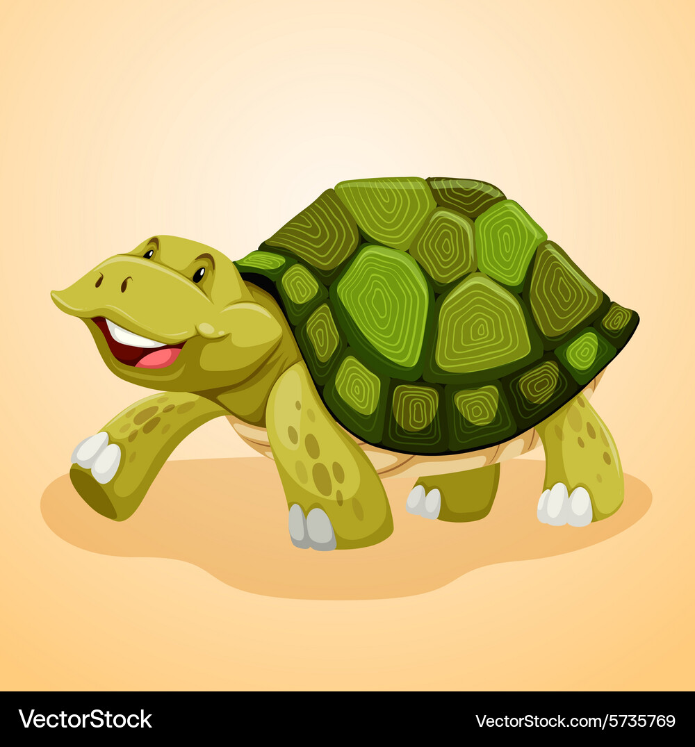 Happy turtle walking alone Royalty Free Vector Image