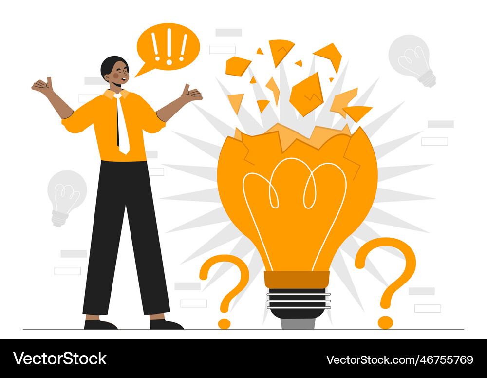 Man with broken lamp Royalty Free Vector Image