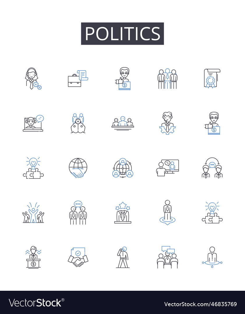 Politics line icons collection governmental Vector Image Politics line icons collection governmental Vector Image