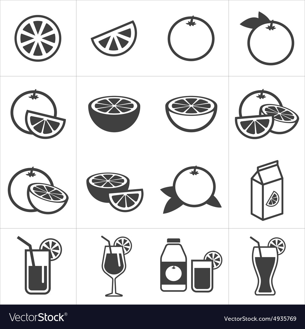 Set of orange icon Royalty Free Vector Image - VectorStock