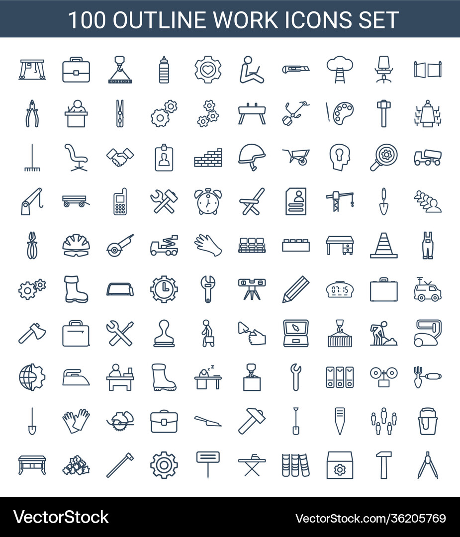 Work icons Royalty Free Vector Image - VectorStock