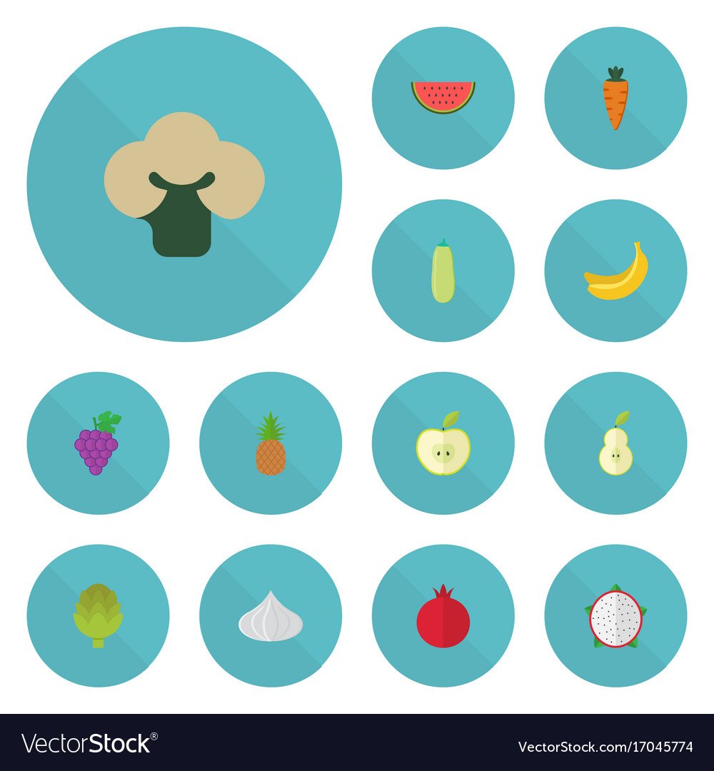 Flat icons cluster jonagold pumpkin and other Vector Image Flat icons cluster jonagold pumpkin and other Vector Image