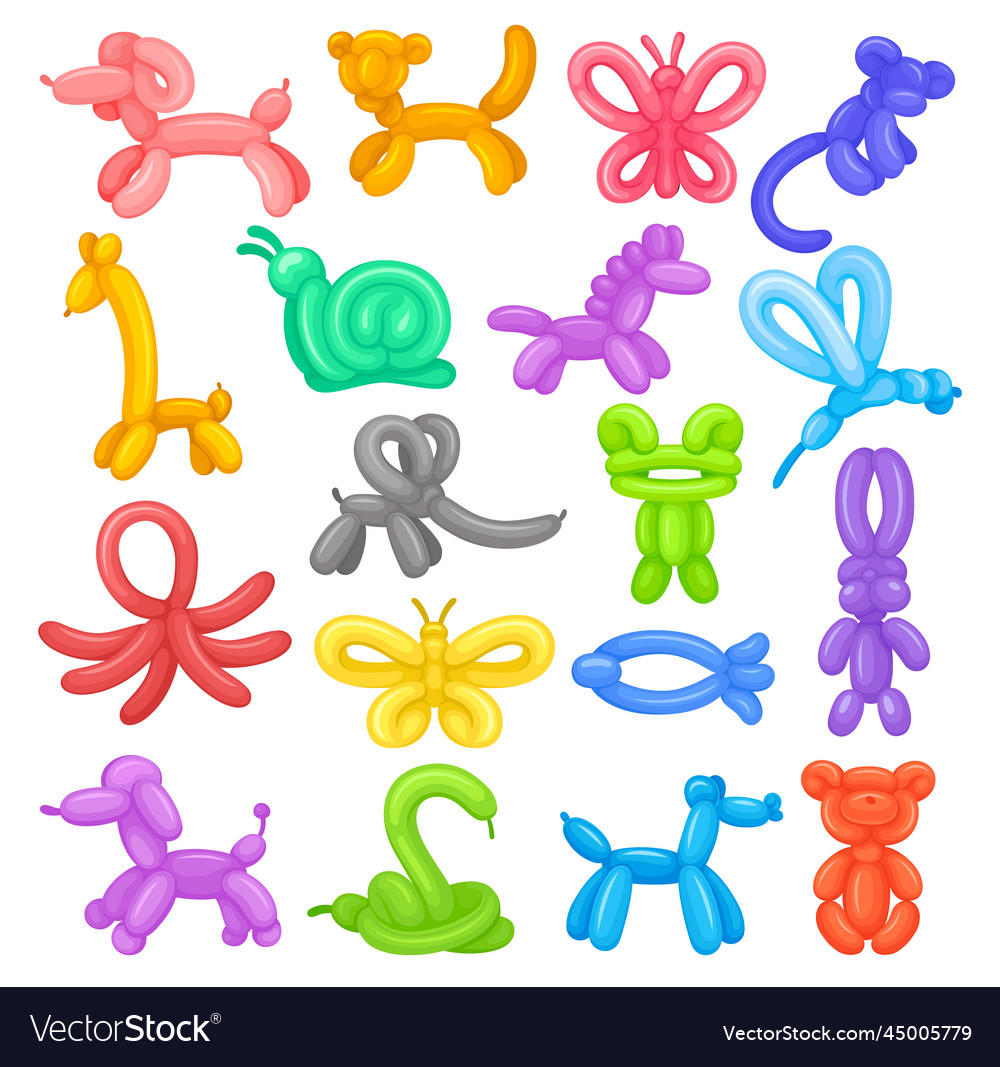 Balloon twisting art with animal figures big Vector Image