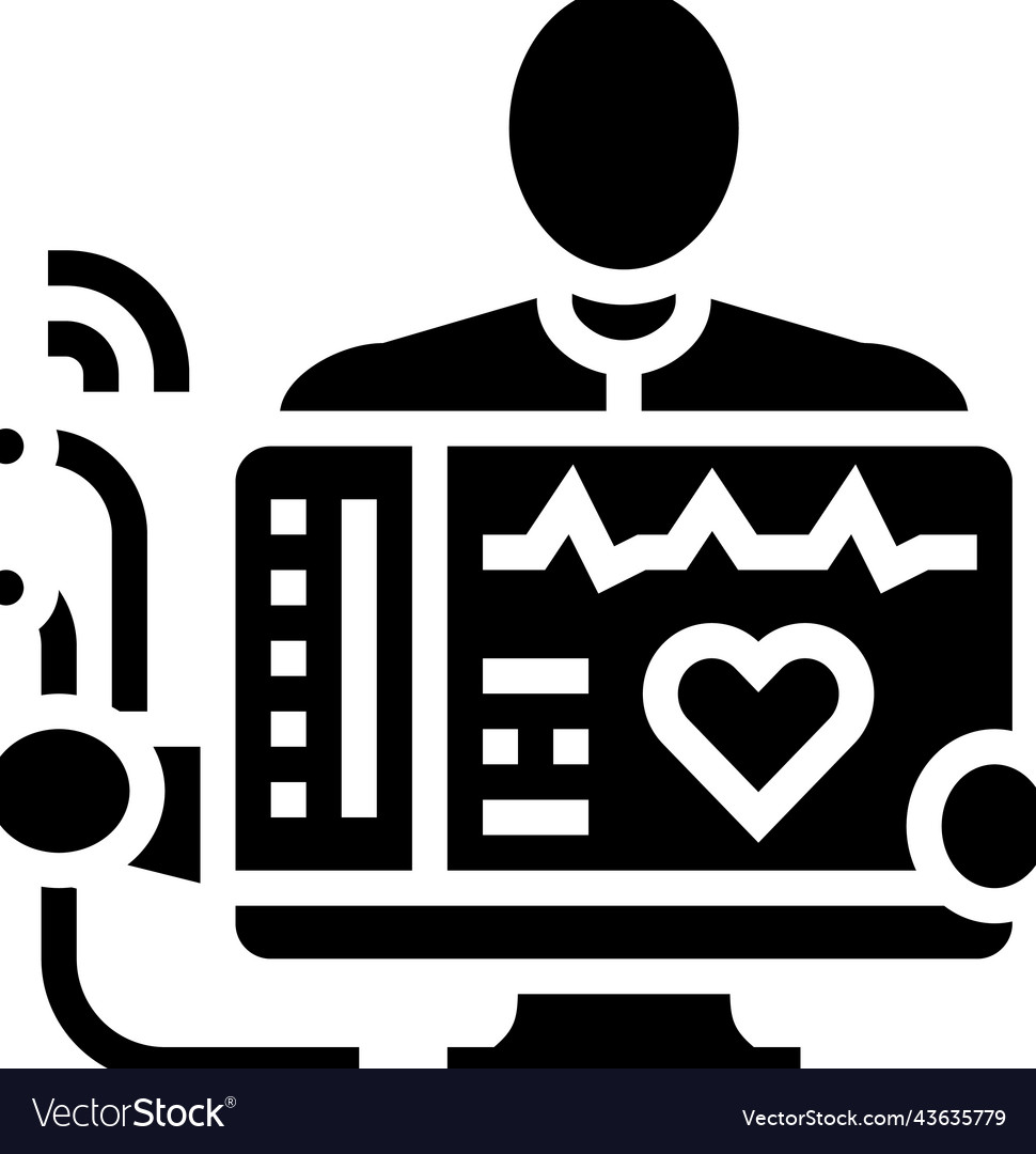 Electrocardiogram health check glyph icon Vector Image Electrocardiogram health check glyph icon Vector Image