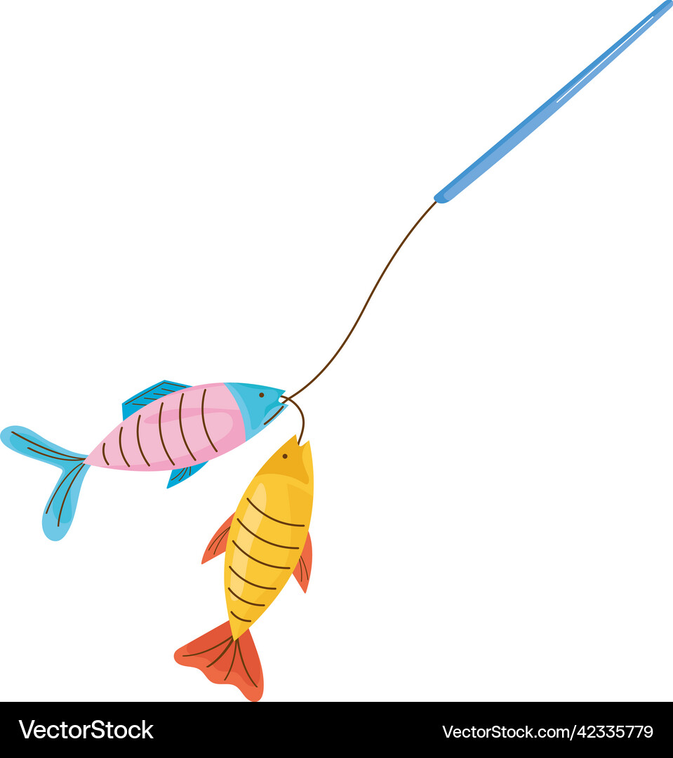 Fishing hook with fishes Royalty Free Vector Image