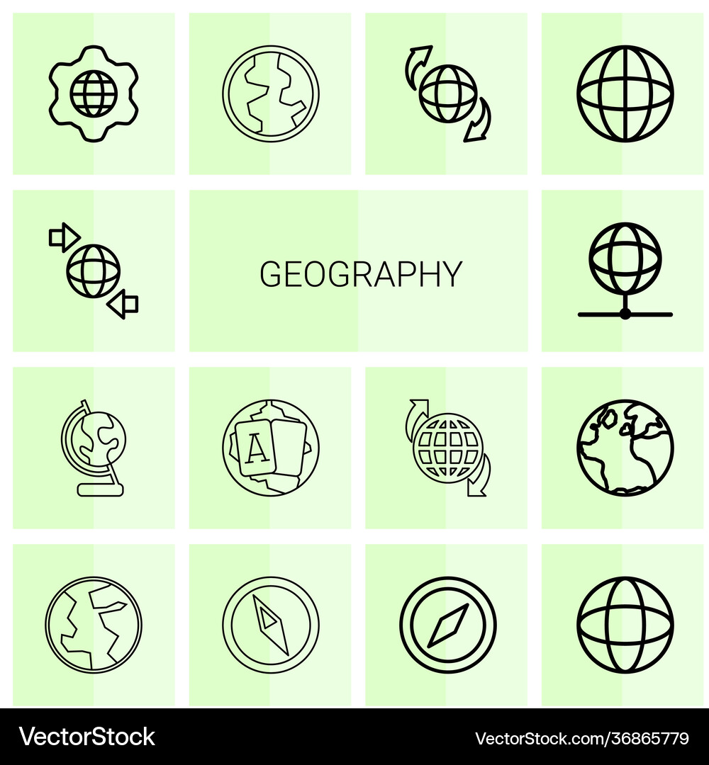 Geographie Icons Lizenzfreies Vektorbild - VectorStock