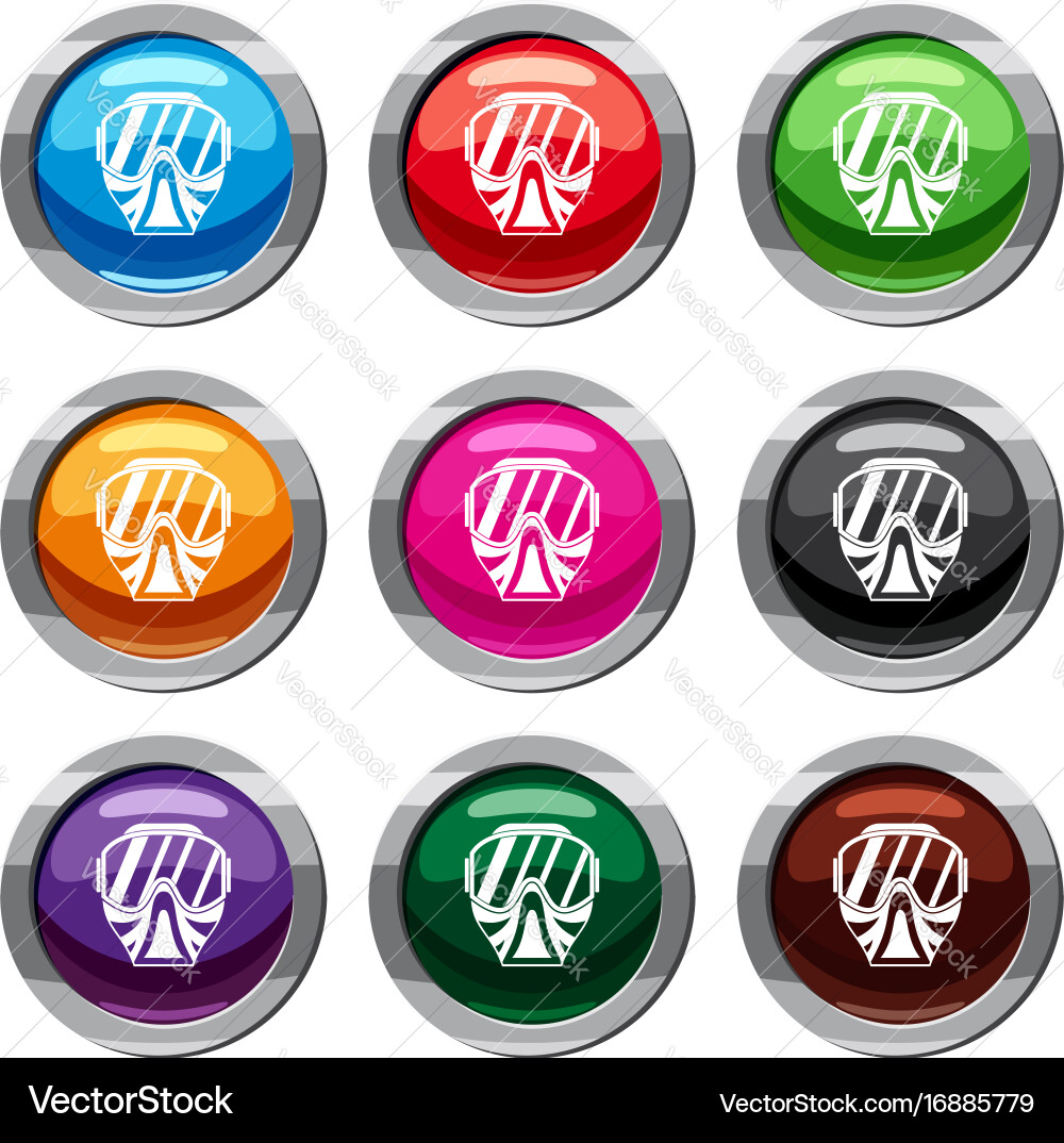 Paintball mask set 9 collection Royalty Free Vector Image