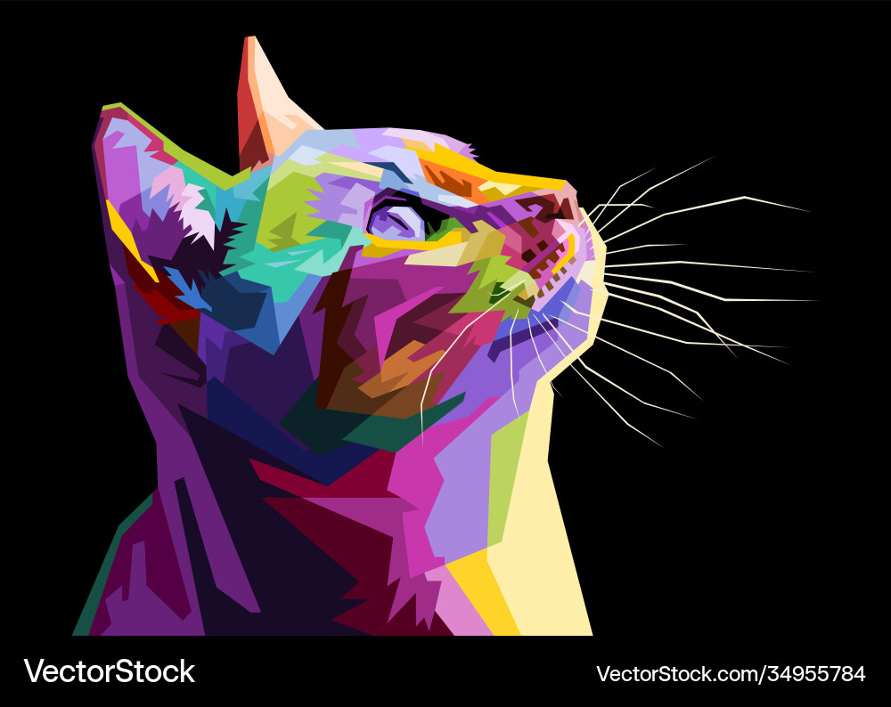 Colorful cat isolated on white background Vector Image
