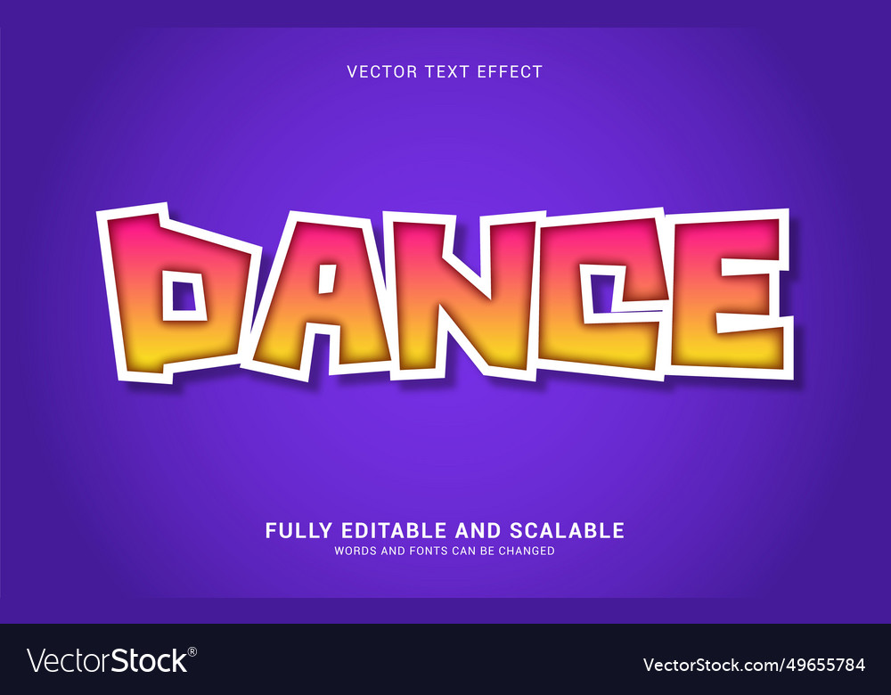 Editable text effect dance style Royalty Free Vector Image