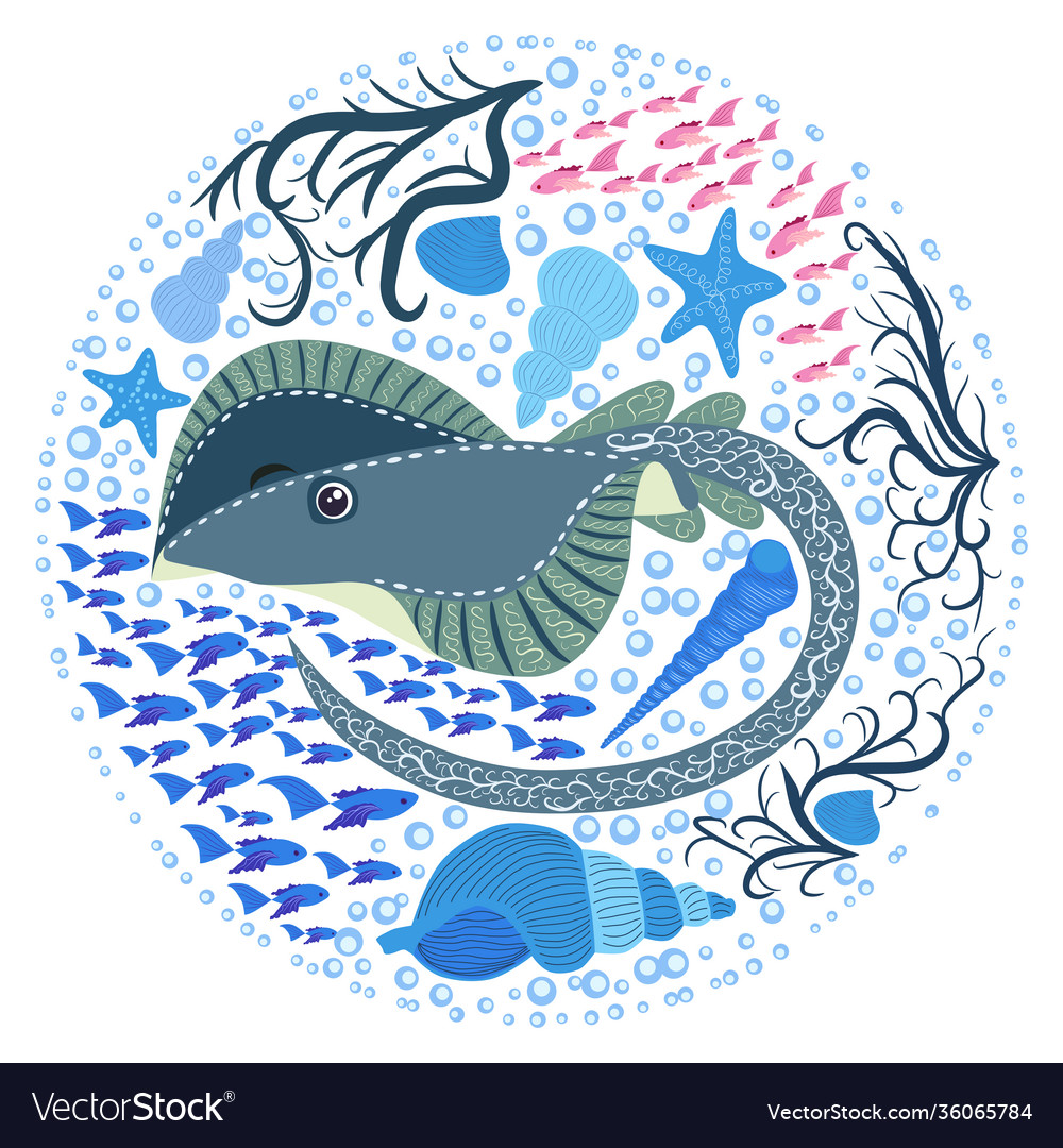 Ramp fish head magnified sea animal wildlife Vector Image Ramp fish head magnified sea animal wildlife Vector Image