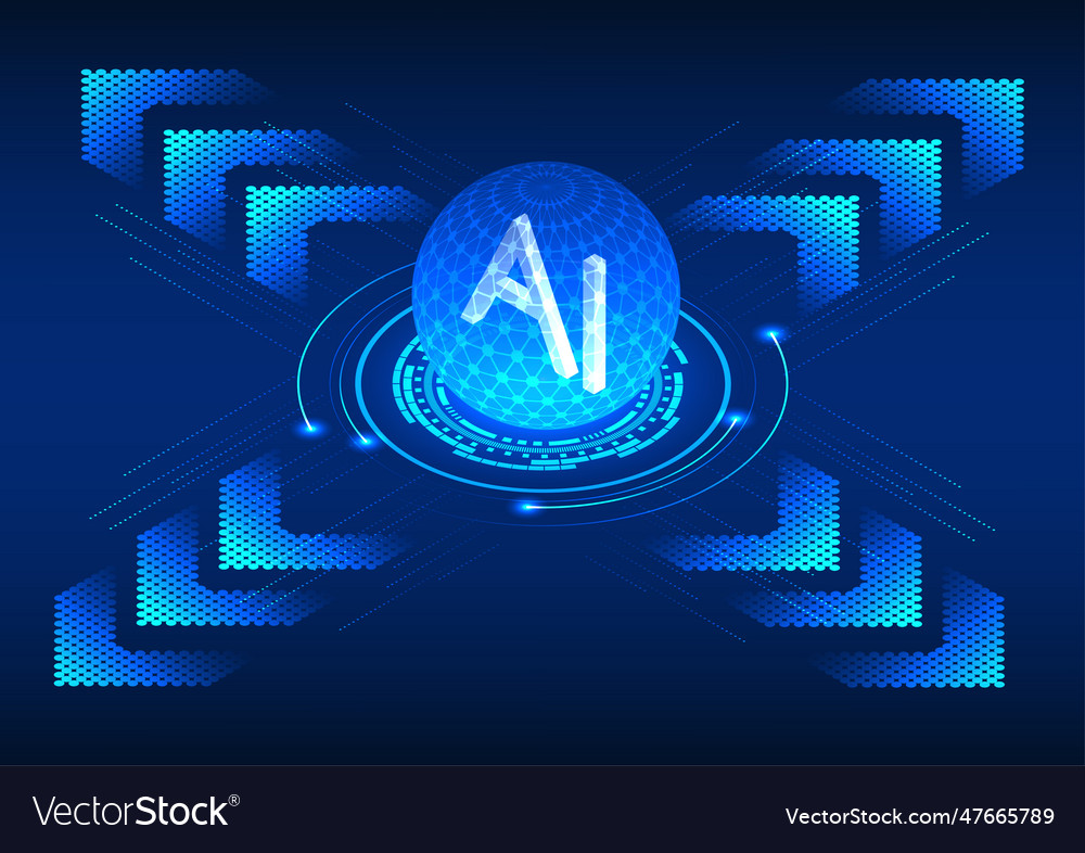 Artificial intelligence circle at the center Vector Image Artificial intelligence circle at the center Vector Image