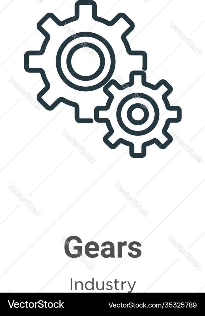Gears outline icon thin line black icon Royalty Free Vector