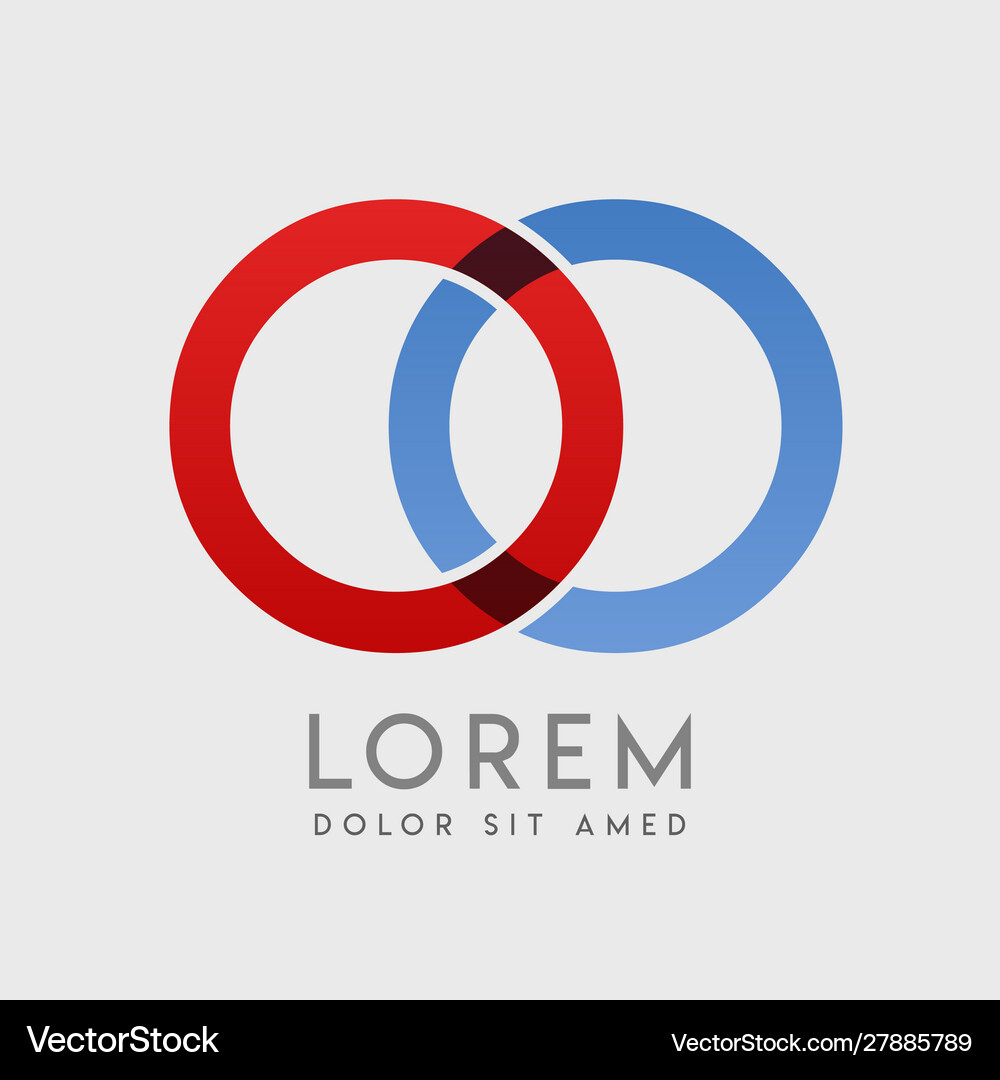 Oo logo letters with blue and red gradation Vector Image