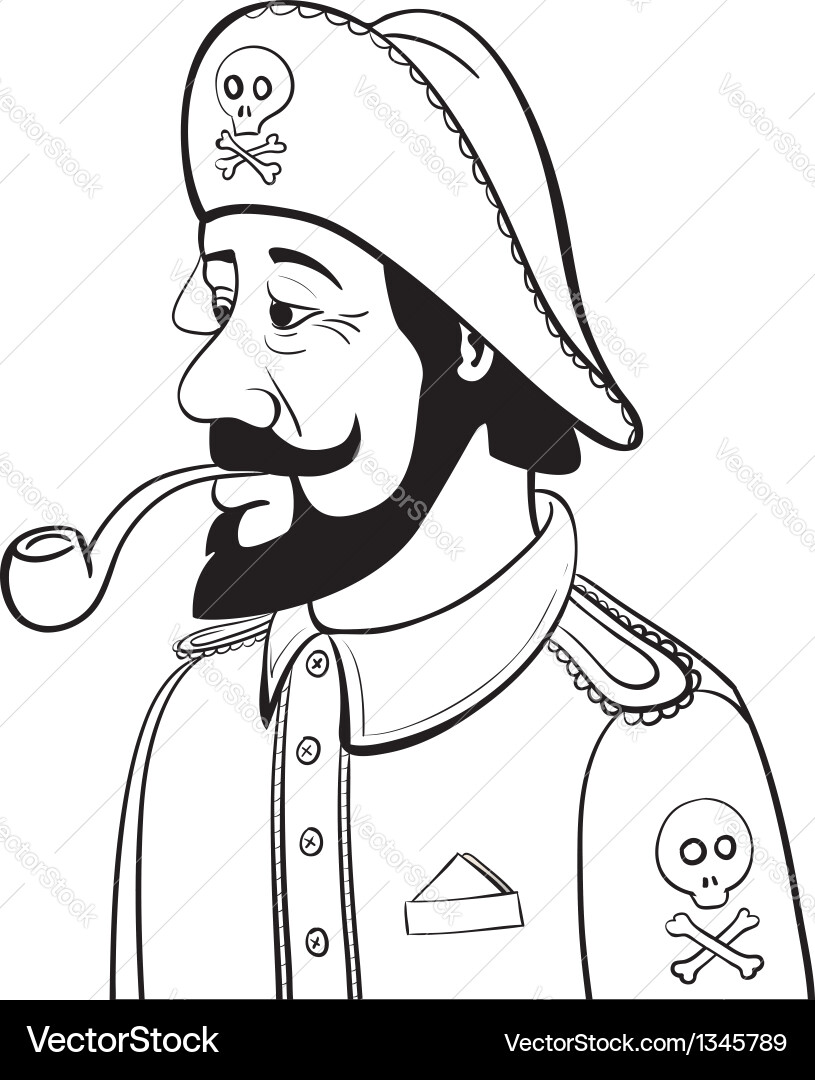 Pirate captain with beard and pipe isolated Vector Image