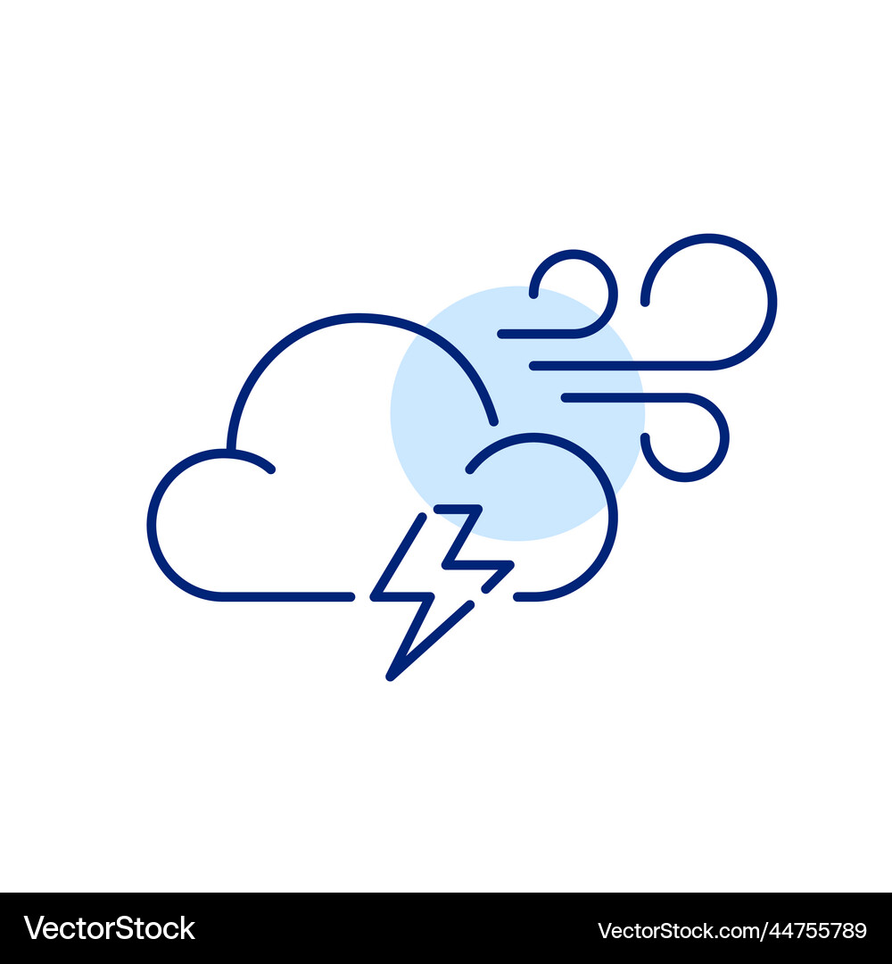 Windy stormy weather with lightning pixel perfect Vector Image