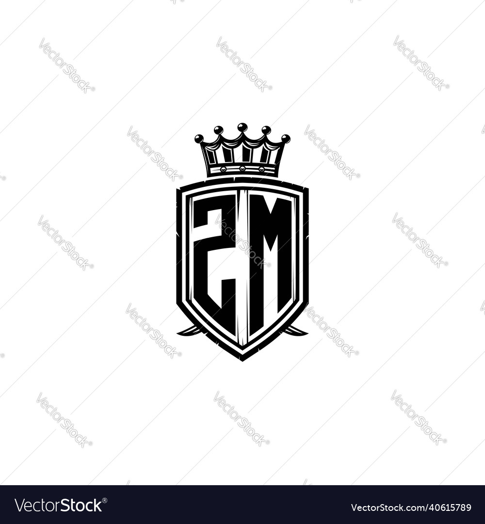 Zm logo monogram shield crown luxury design Vector Image