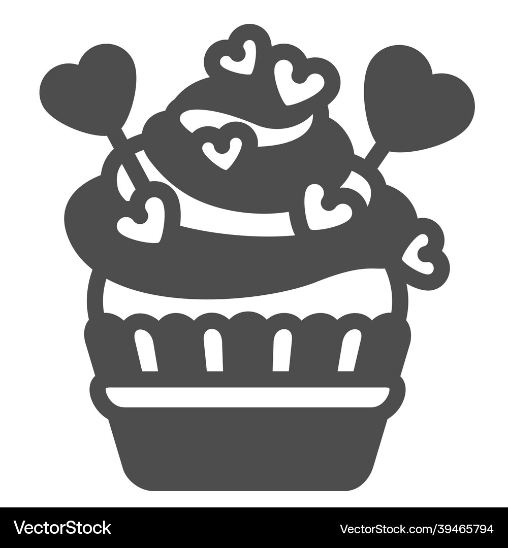 Cupcake with frosting heart on stick Royalty Free Vector