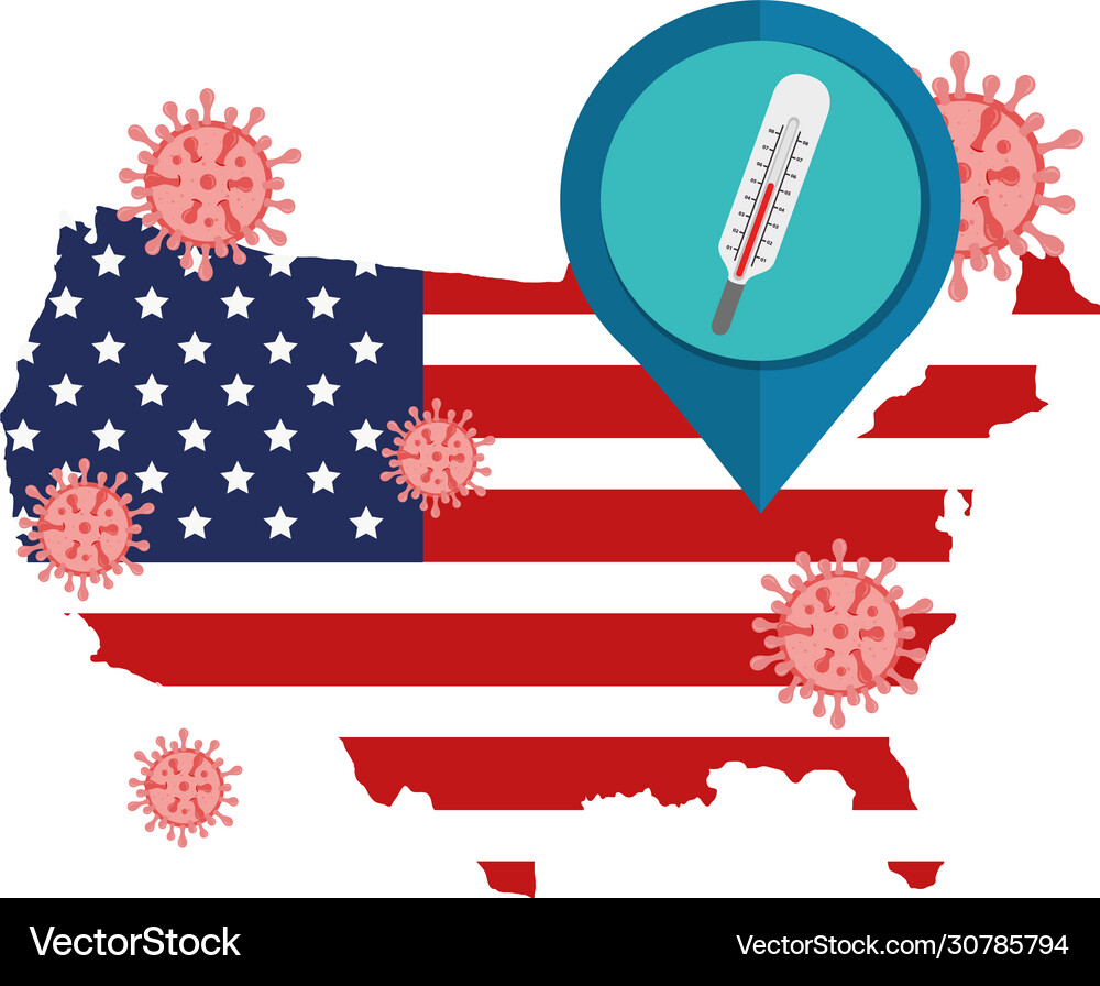 Map usa with thermometer in pin location Vector Image