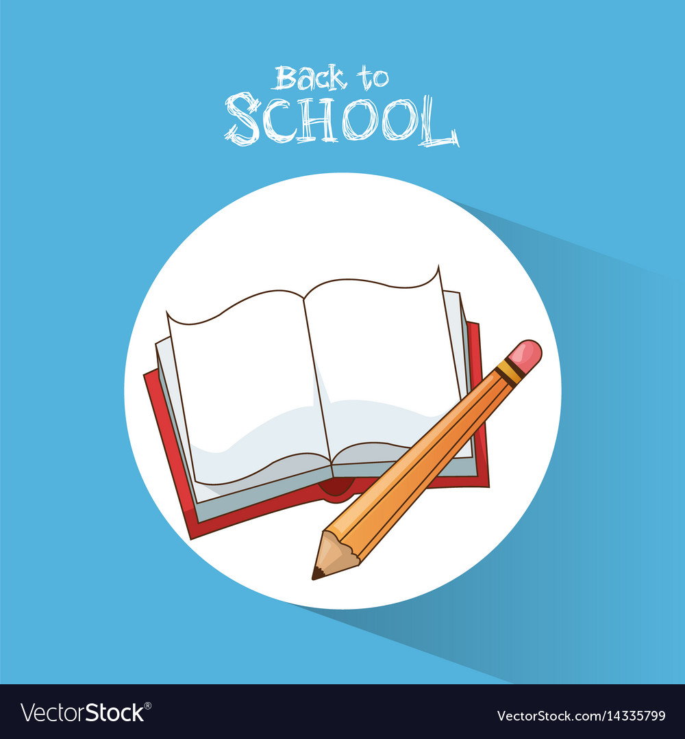 Back to school book pencil learning write poster Vector Image