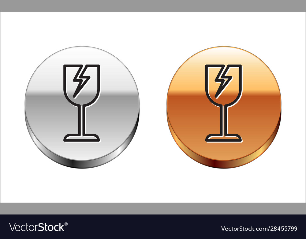 Black line fragile broken glass symbol Royalty Free Vector