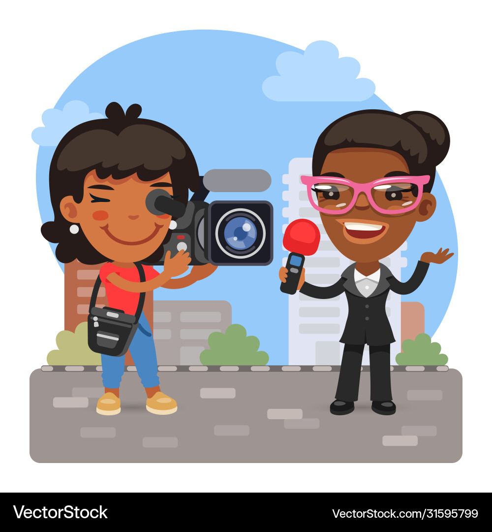 Cartoon videographer and journalist Royalty Free Vector