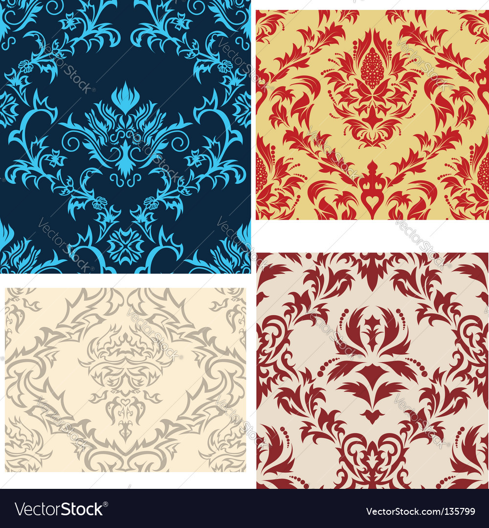 Damask patterns set Royalty Free Vector Image - VectorStock