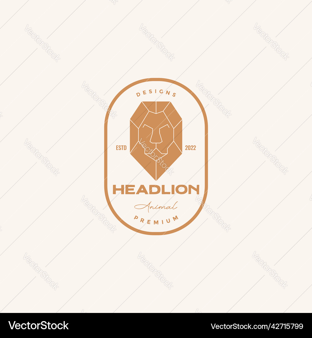 Head lion polygon badge logo design graphic Vector Image