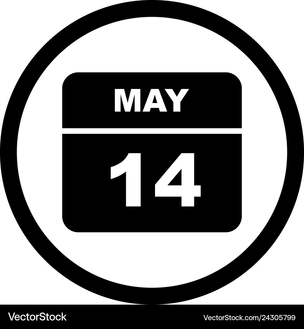 May 14th date on a single day calendar Royalty Free Vector