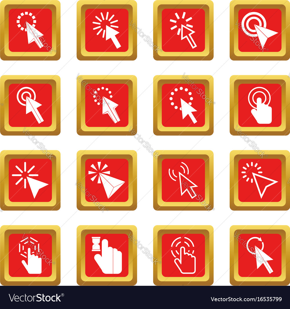 Mouse pointer icons set red Royalty Free Vector Image
