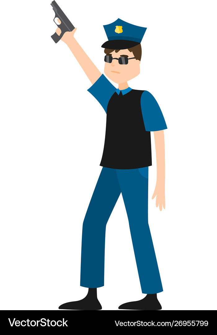 Policeman makes a warning shot raster Royalty Free Vector