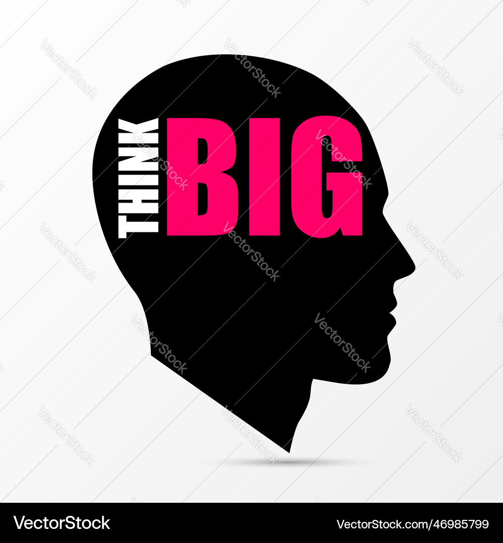 Silhouette of head with text think big icon Vector Image